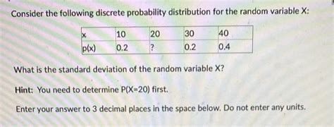 Solved Consider The Following Discrete Probability Chegg