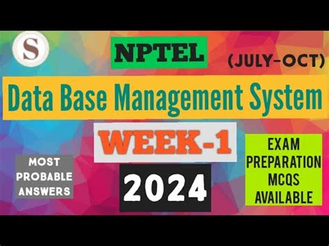 Data Base Management System NPTEL Week Assignment Answers July Oct Nptel