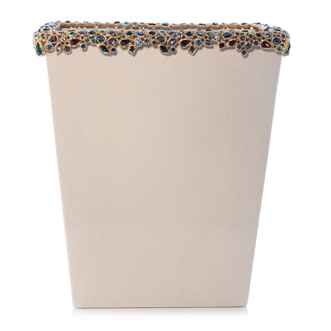 Esther Bejeweled Trash Bin Peacock Jay Strongwater
