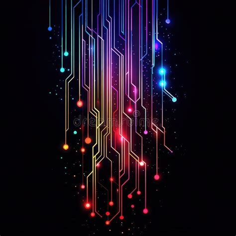 Futuristic Circuitry With Vibrant Lights In A Dark Setting Stock