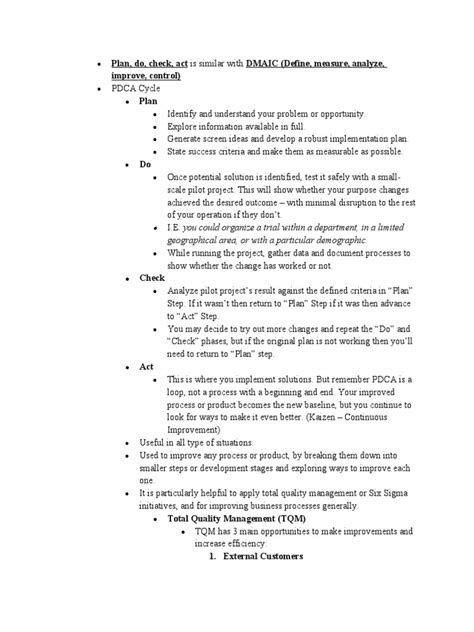 Pdca Cycle Pdf Six Sigma Quality Management