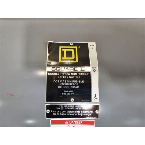 600 Amp Square D Double Throw Non Fusible Safety Switch Disconnect 600v
