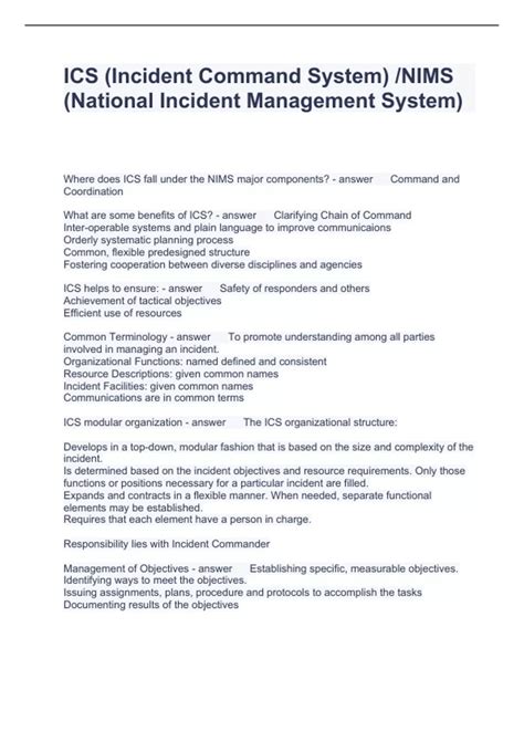 Ics Incident Command System Nims National Incident Management System