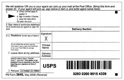 Correction Ps Form 3849 Revision