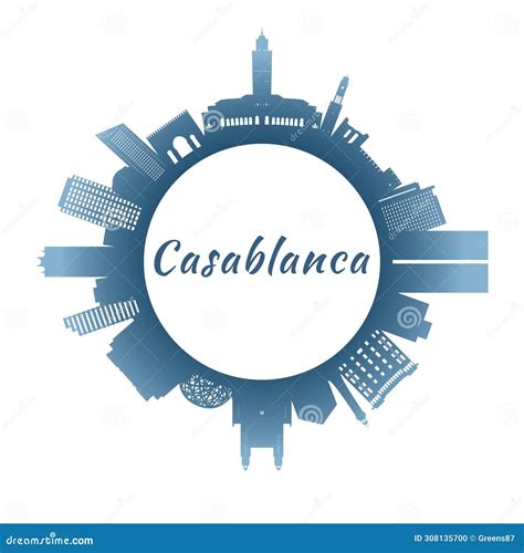 Casablanca Skyline And Landmarks Silhouette Cartoon Vector