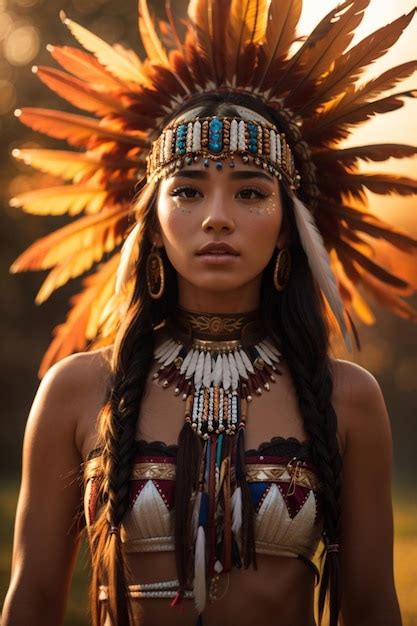 Premium Ai Image Beautiful Sexy Native American Woman In Traditional