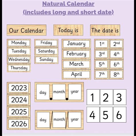 Editable Natural Calendar Date Display Includes Long And Short Date