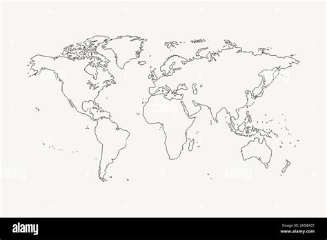 World Map Line Art Geography Illustration Vector Stock Vector Image