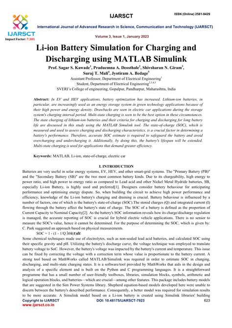 Pdf Li Ion Battery Simulation For Charging And Discharging Using