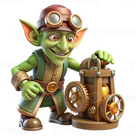 Vibrant Modern Impressive Vintage A Mischievous Goblin Tinkering With A Complex Clockwork