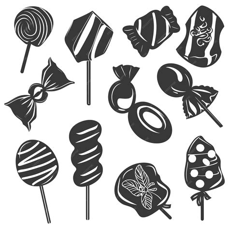 Premium Vector Silhouette Candy Collection Set Black Color Only