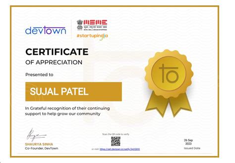 Sujal Patel On Linkedin Devtown Appreciation