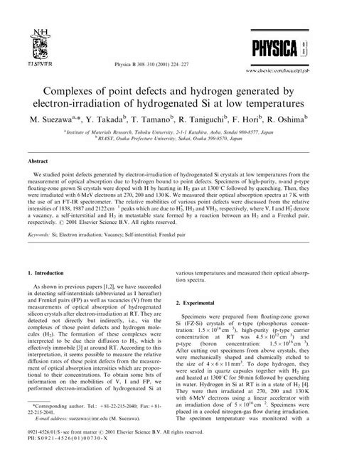 Pdf Complexes Of Point Defects And Hydrogen Generated By Electron
