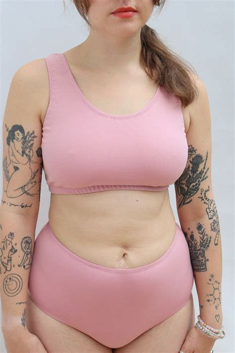 Organic Cotton High Waisted Knickers In Dusty Rose Ethical