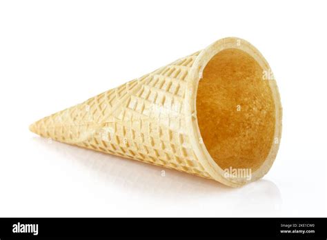 Empty Ice Cream Cone Isolated On White Background Wafer Cornet Stock
