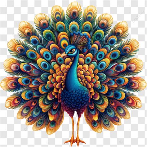 Vibrant Peacock With Colorful Tail Feathers Clipart Colorful Peacock
