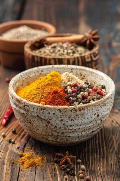 Ceramic Bowl With Mixed Spices Generative Ai Premium Ai Generated Image
