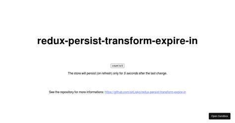 redux persist transform expire in codesandbox