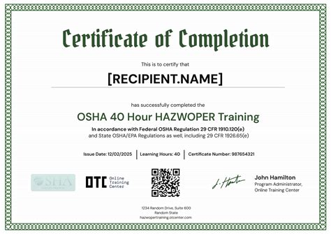 Editable And Professional Osha Certificate Template
