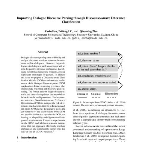 Improving Dialogue Discourse Parsing Through Discourse Aware Utterance Clarification Acl Anthology