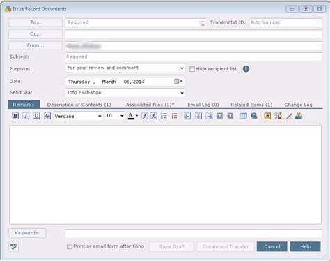 Issue Record Documents Newforma Project Center Help