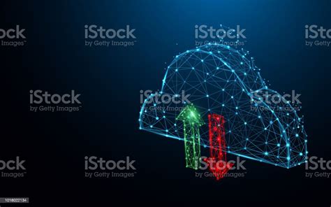 Cloud Data Storage Icon Form Lines Triangles And Particle Style Design Illustration Vector Stock
