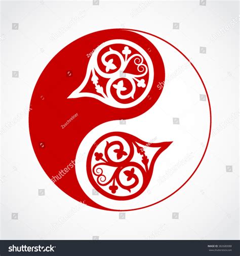 Red Yin Yang Symbol Ornamental Dot Stock Vector Royalty Free