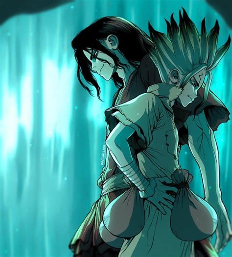 𝐒𝐞𝐧𝐤𝐮 And 𝐓𝐬𝐮𝐤𝐚𝐬𝐚 Colored In By Me Drstone Drstone Tsukasa Fanart