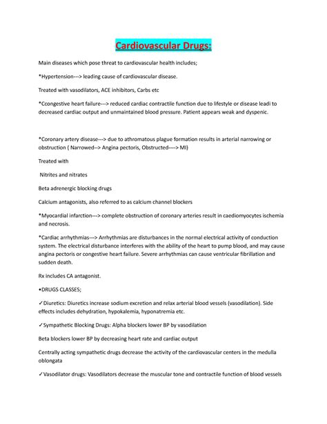 Assignment Cpr 3 Cardiovascular Drugs Main Diseases Which Pose Threat To Cardiovascular