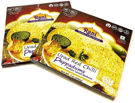 Rani Pappadums Indian Lentil Wafer Snack Red Chilli Papad 7oz 200g