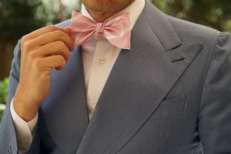 Rose Pink Striped Self Tie Bow Tie Mens Wedding Untied Bowties Ties