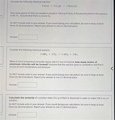 Solved Consider The Following Chemical Reaction 4al S 3o2