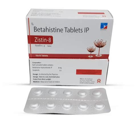 Betahistine 8 Mg Zistin 8 Packaging Size 10x10 Alu Alu At ₹ 440