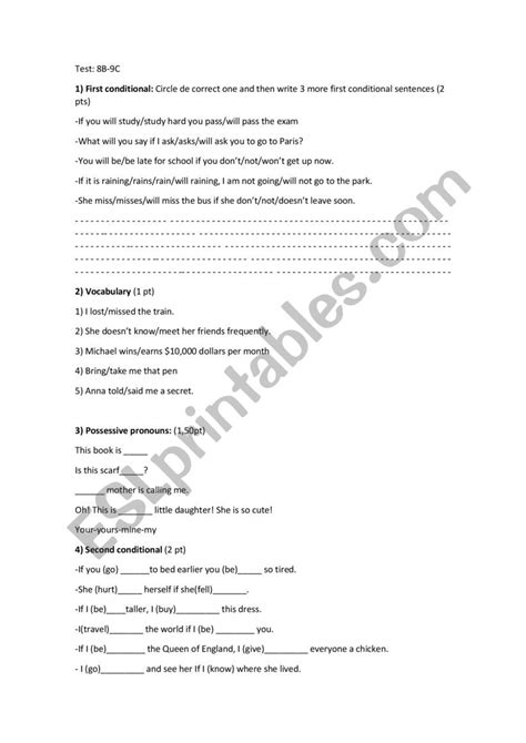 First Conditional Second Conditional Vocabulary Esl Worksheet By