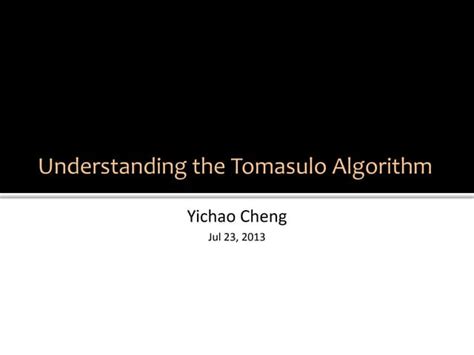 Understanding Tomasulo Algorithm Pdf