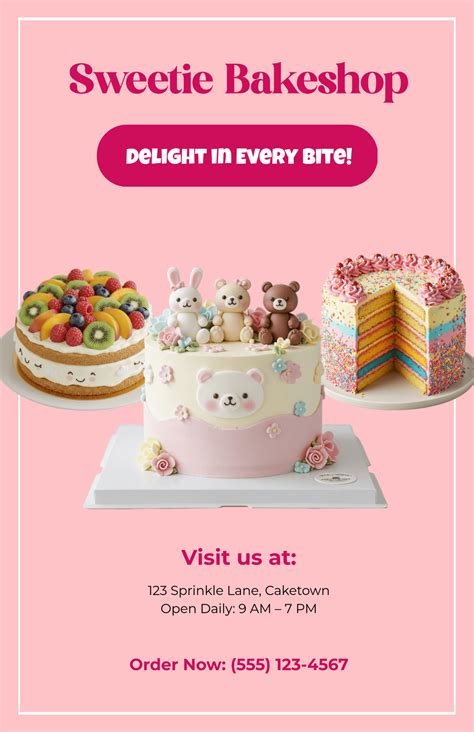 Free Cute Cake Poster Template To Edit Online