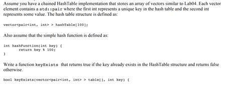 solved assume you have a chained hashtable implementation