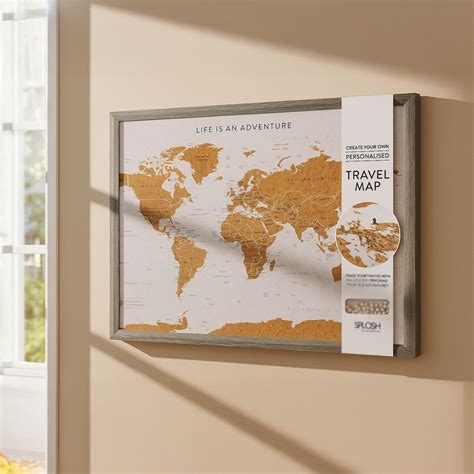 Grey World Travel Map Cork Board Splosh Push Pin Travel Map