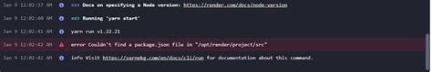 error couldn t find a package json file in opt render project src