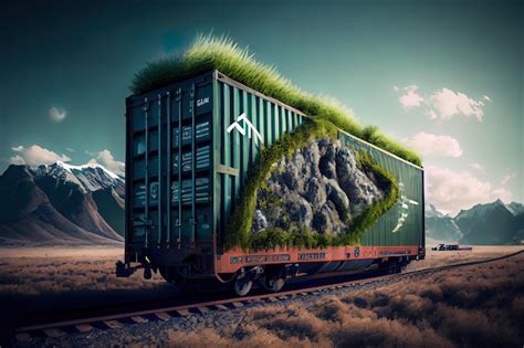 화물 열차 컨테이너 및 성장 현실적인 생성 Ai 프리미엄 사진