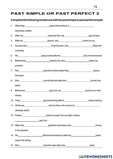 Past Simple Or Past Perfect 2 Interactive Worksheet Live Worksheets