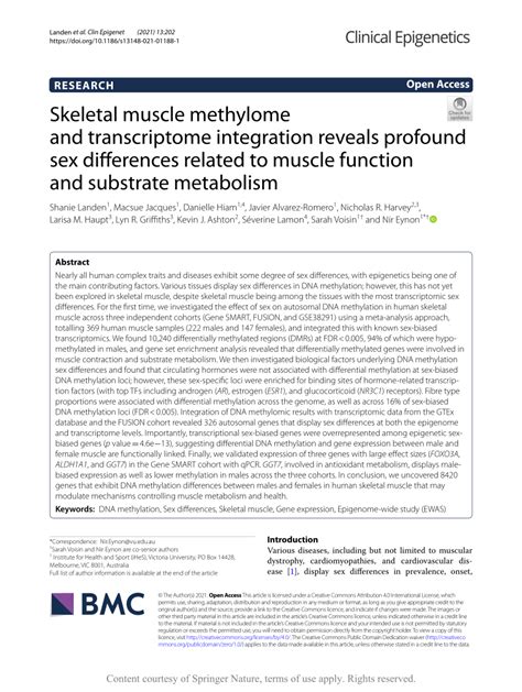 Pdf Skeletal Muscle Methylome And Transcriptome Integration Reveals
