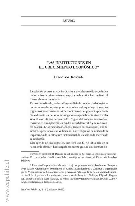 Pdf Las Instituciones En El Crecimiento · Las Instituciones Son Las