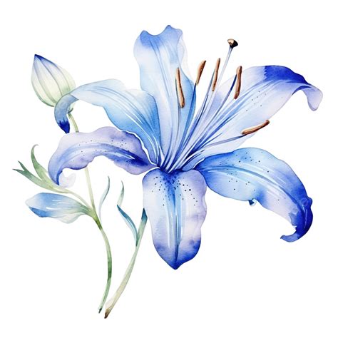 Lirio Azul Acuarela Png Dibujos Acuarela Flor Flora Png Imagen Para