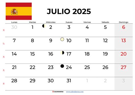Calendario Julio 2025 España Para Imprimir Calendarena