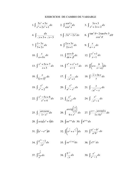 Ejercicios Propuestos De Limites Cambio De Variable Pdf