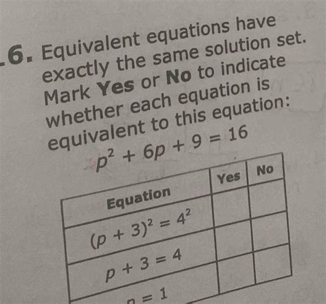 Solved: 6. Equivalent equations have exactly the same solution set. Mark Yes or No to indicate ...