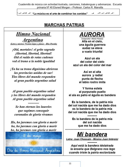 Canciones Patrias Argentinas Para Imprimir Pdf