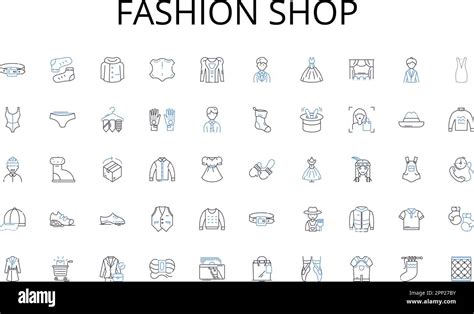 fashion shop line icons collection collaborate synergy innovate ideate strategize