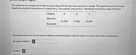solved the categories of a categorical variable are given along with